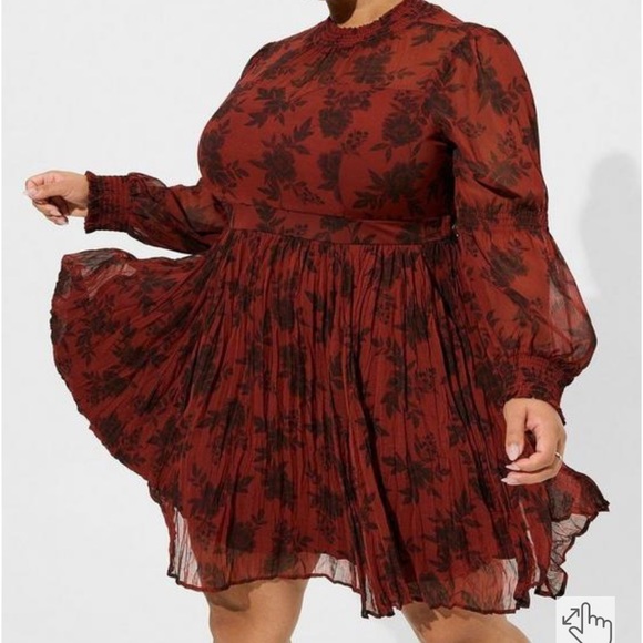 torrid | Dresses | Torrid Red And Black Floral Mini Dress 5x Nwt | Poshmark